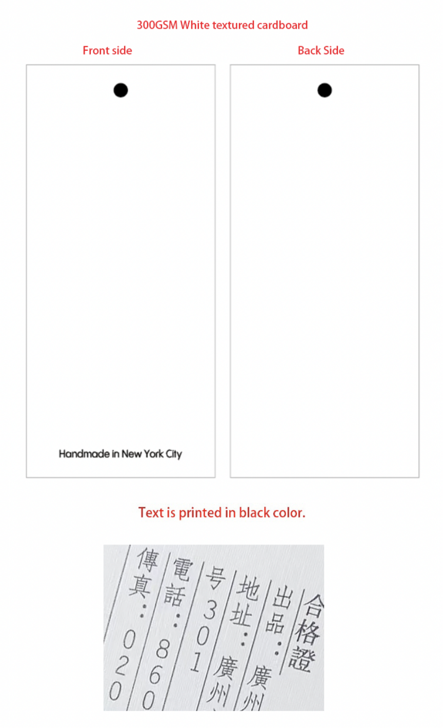 Custom Back tags 300GSM White texture tags - GardenJuly